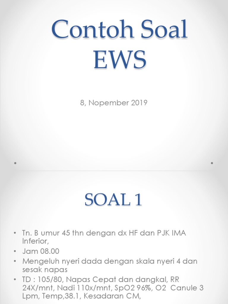 Contoh Soal EWS untuk Penanganan Medis | PDF | Memasak, Makanan ...