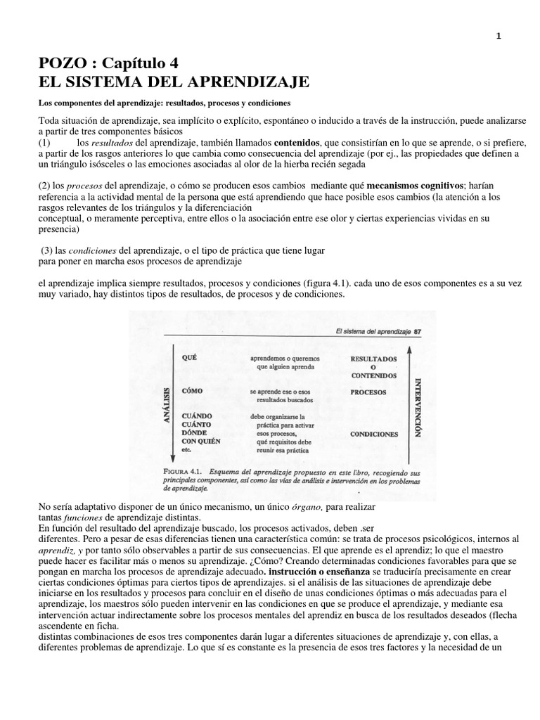 Resumen Pozo Cap 4 | PDF | Memoria | Aprendizaje