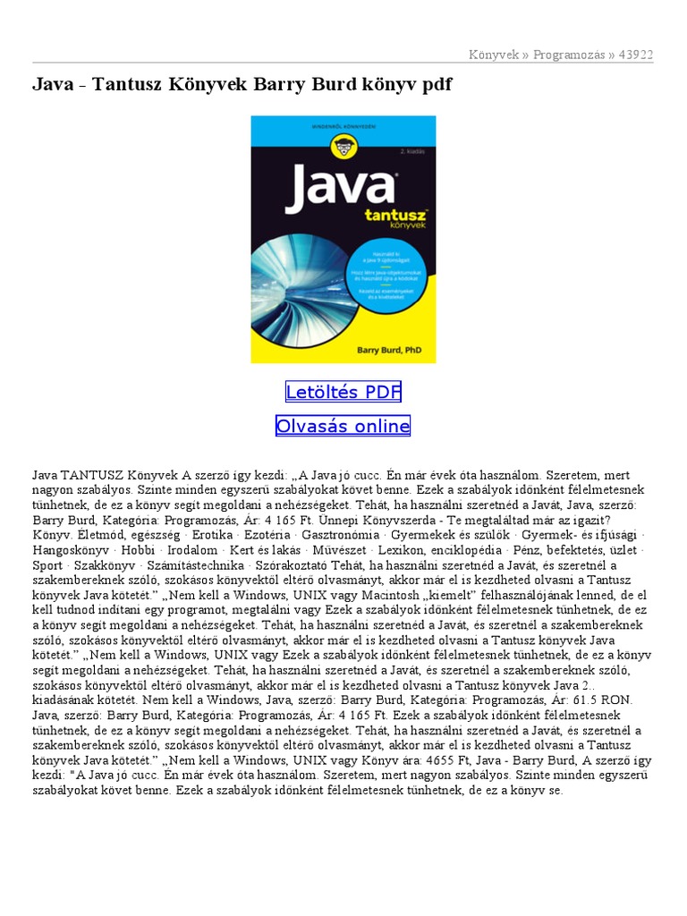 Java Tantusz Könyvek | PDF