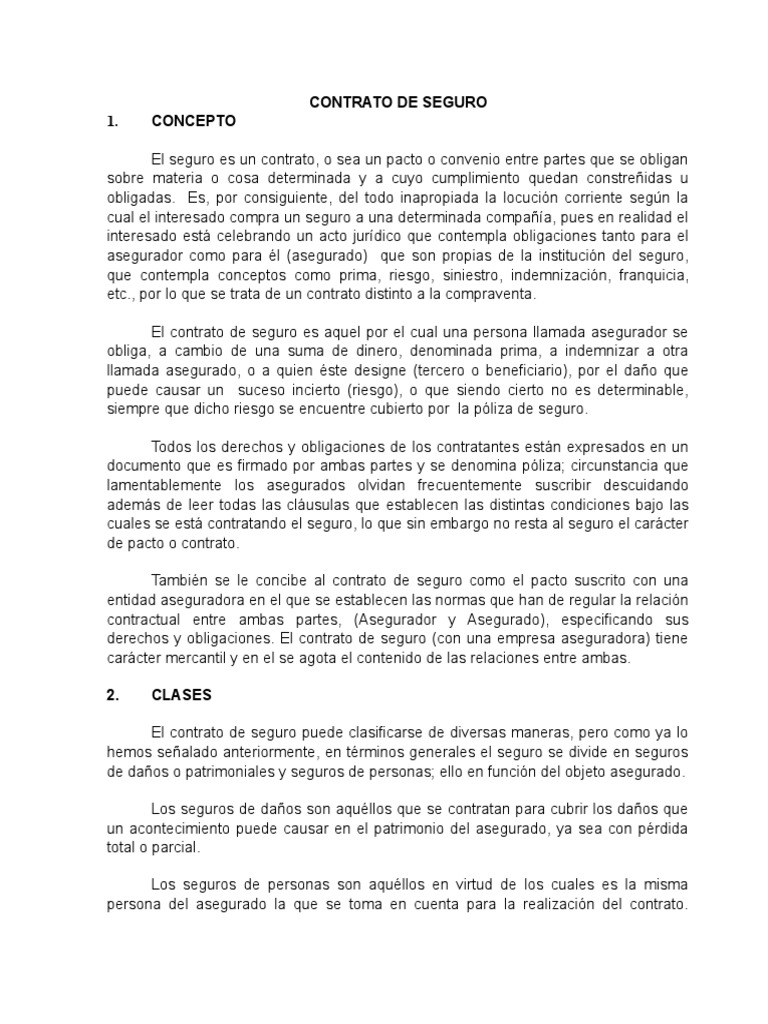 Contrato de Seguro | PDF | Póliza de seguros | Reaseguro