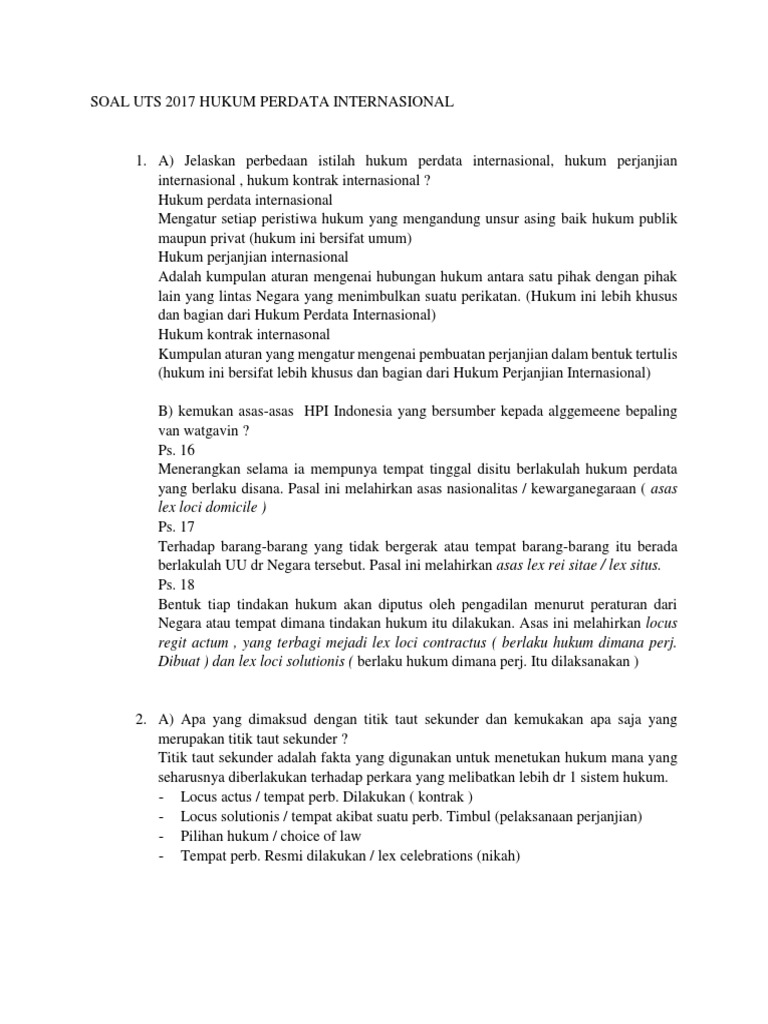 Soal UTS Hukum Perdata Internasional | PDF