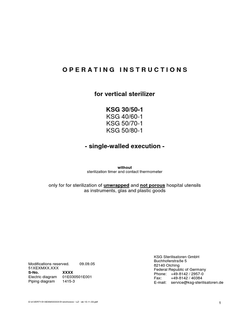 Vertical Sterilizer Guide | PDF | Sterilization (Microbiology) | Valve
