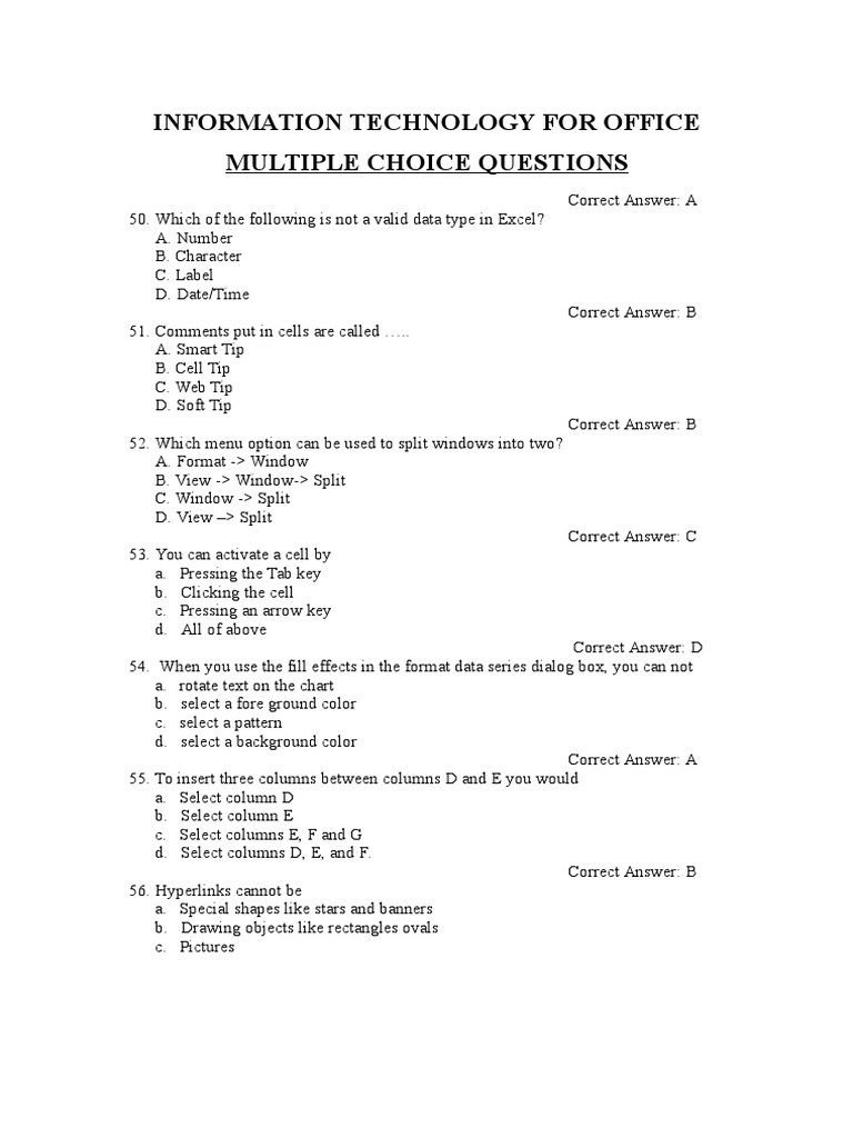 Information Technology For Excel | PDF | Worksheet | Microsoft Excel