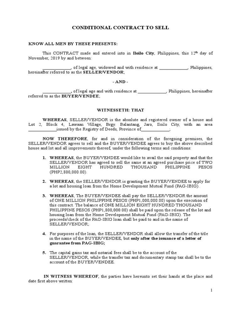 NEW Contract To Sell PAG IBIG | PDF | Sales | Government
