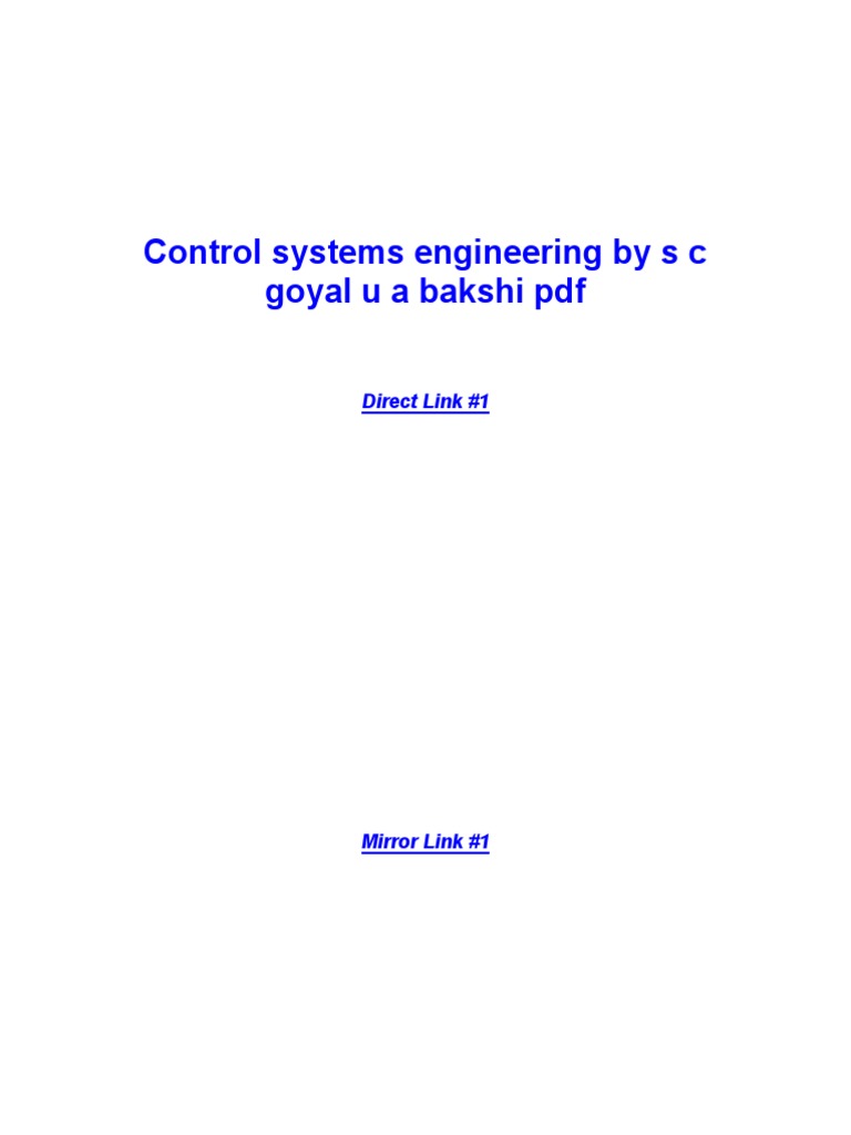 Control Systems Engineering by S C Goyal U A Bakshi PDF | PDF ...