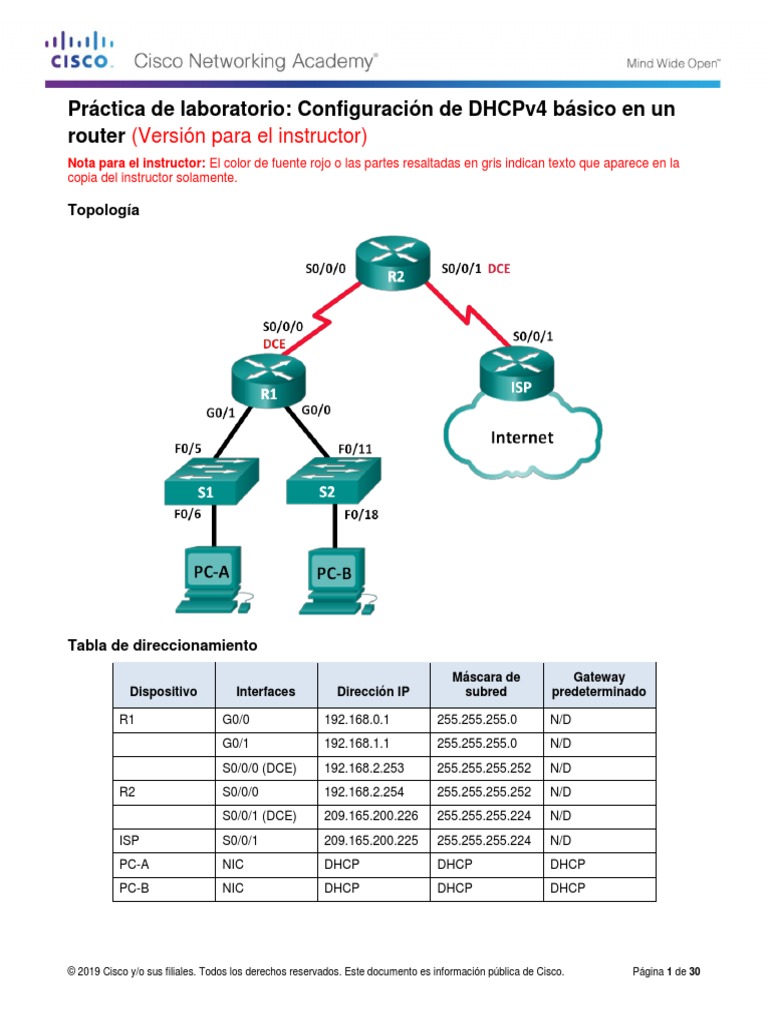 8.1.2.4 Lab - Configuring Basic DHCPv4 On A Router - ILM - ALEXIS PEDROZA | PDF | Dirección IP ...