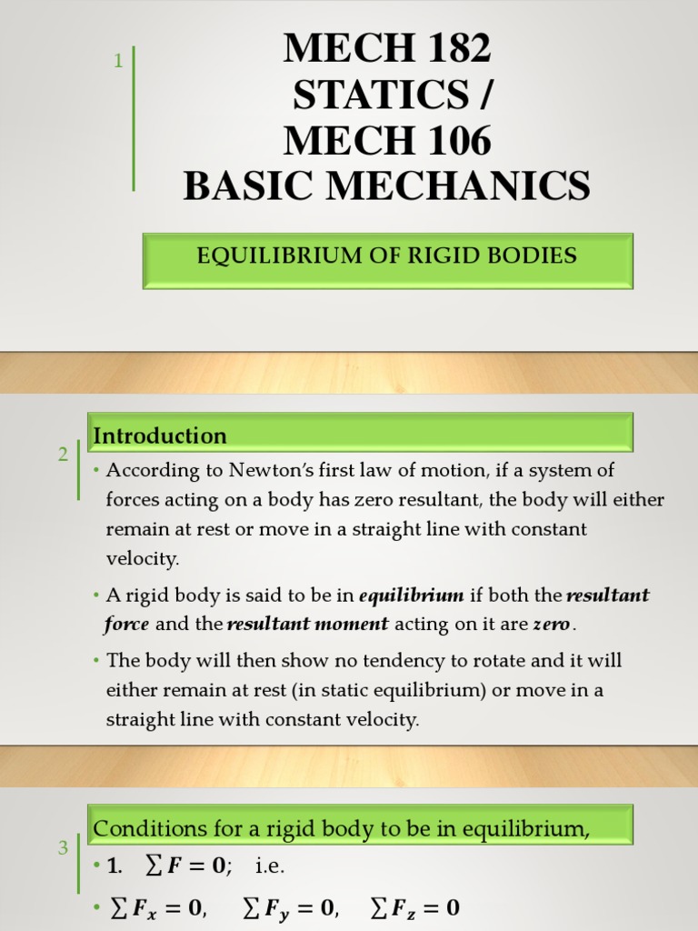 Equilibrium of Rigid Bodies in Statics | PDF | Force | Classical Mechanics