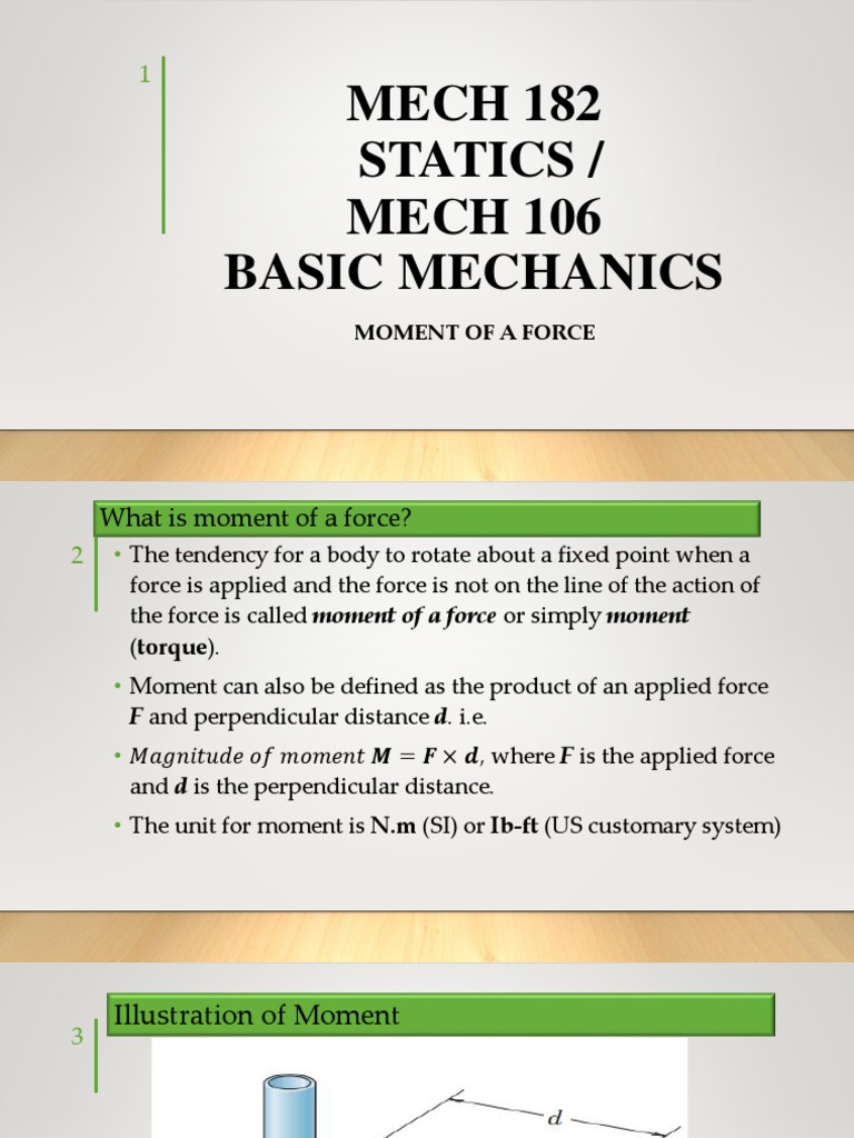 Understanding Moments of a Force in Mechanics | PDF | Torque | Euclidean Vector