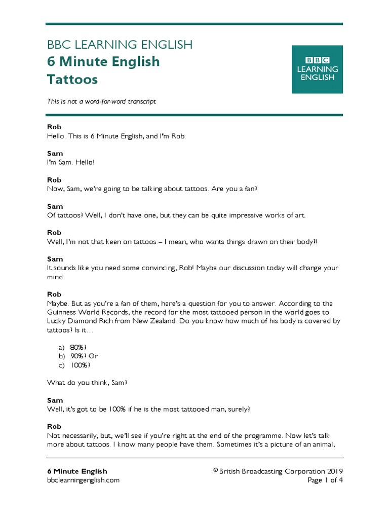 6min English Tattoos | PDF