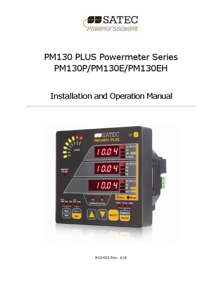 PM130 PLUS Powermeter Series PM130P/PM130E/PM130EH: Installation and ...