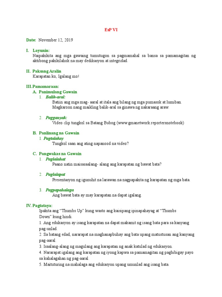 Grade 6 DLP Q3 EsP | PDF