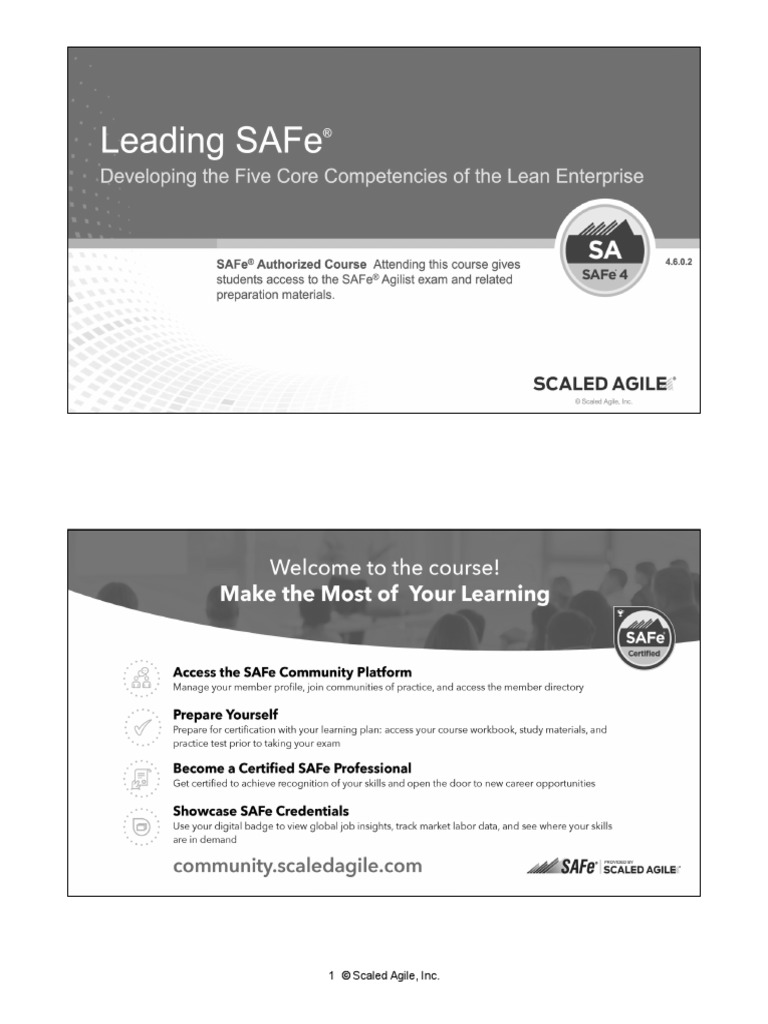 Leading SAFe B&W Slides (4.6) PDF | PDF