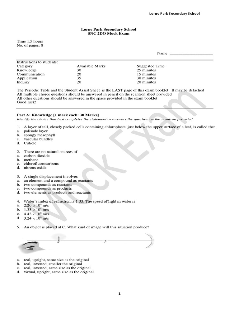Science SNC2D Grade 10 Exam | PDF | Carbon | Atmosphere Of Earth