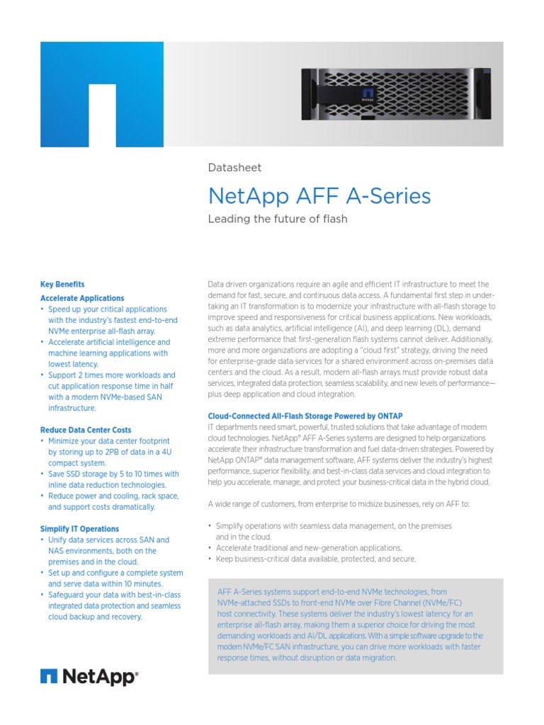 Netapp Aff A-Series: Datasheet | Download Free PDF | Cloud Computing ...