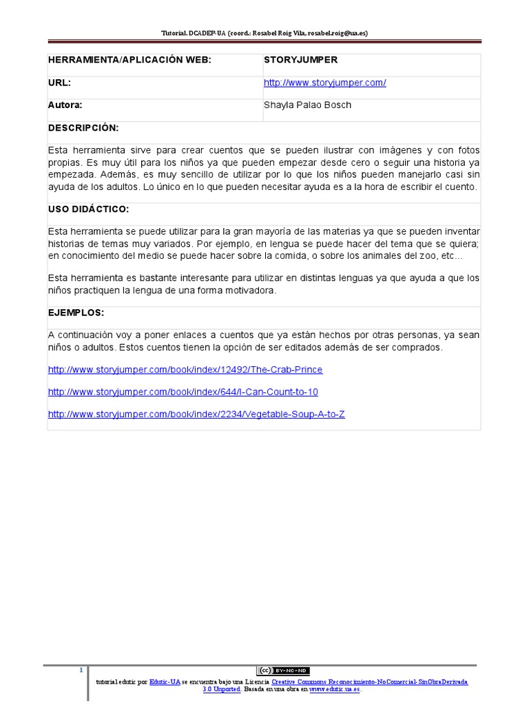 Tutorial para usar StoryJumper | PDF | Creative Commons | Software