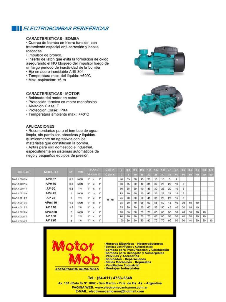 Leo Apm 75 Monofasica 1 HP PDF | PDF
