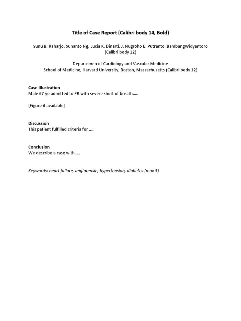 Template of Case Report | PDF