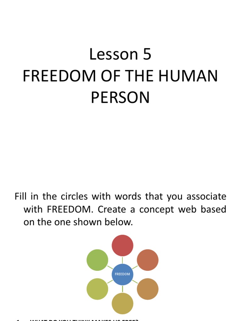 Lesson 5 Freedom of the Human Person | Free Will | Self