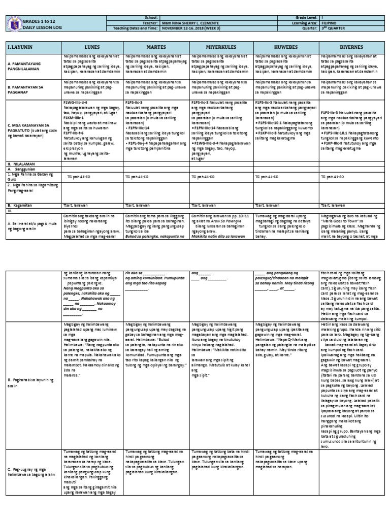 Filipino 1 - Q3 - W3 DLL | PDF