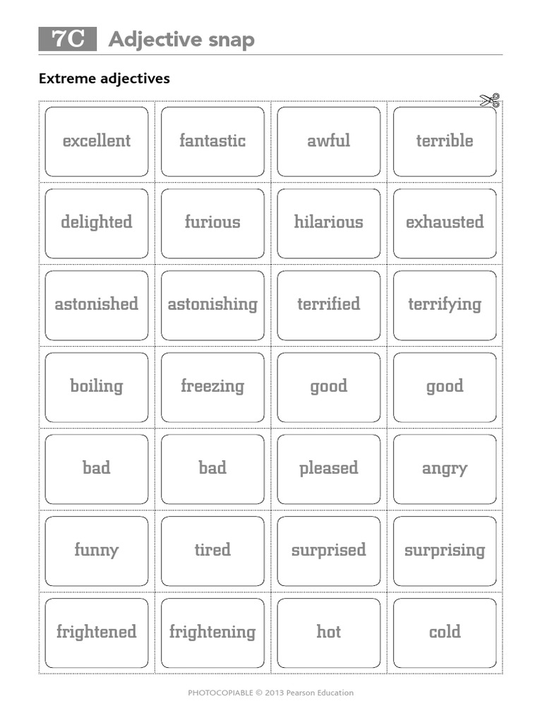 Adjective Snap: Excellent Fantastic Awful Terrible | PDF