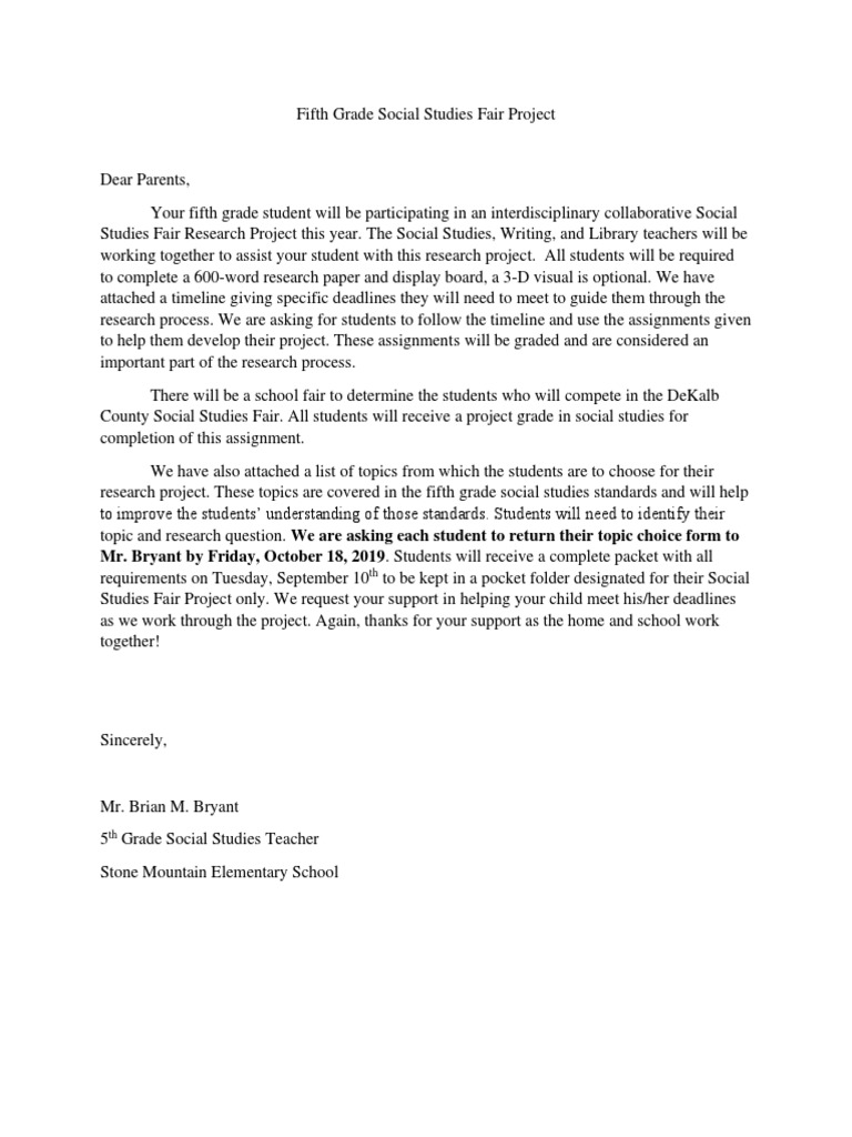 5th Grade Social Studies Fair Guide | PDF | The United States | Unrest