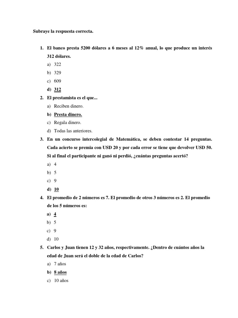 50 Preguntas de Matemáticas Secundaria | PDF | Enseñanza de matemática
