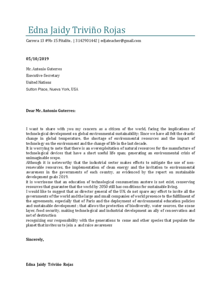 Letter Edna Jaidy Triviño Rojas | PDF | Politics | Science & Mathematics