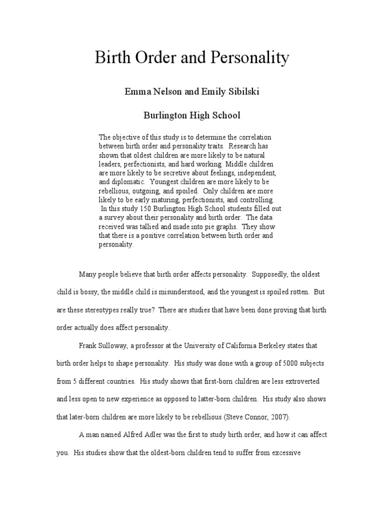 Birth Order and Personality PDF | PDF | Interpersonal Relationships ...