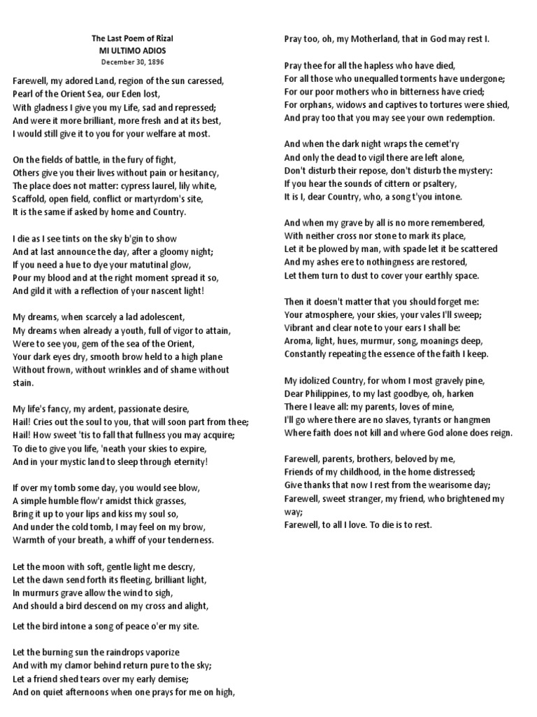 Poems of Jose Rizal | PDF