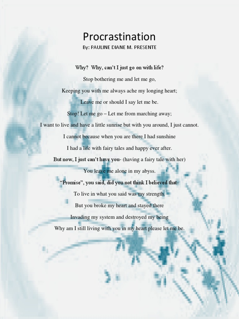 A.. My Poem Procrastination | PDF | Self-Improvement