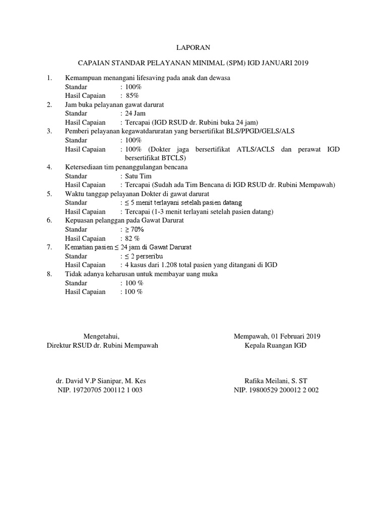 Laporan SPM Igd | PDF