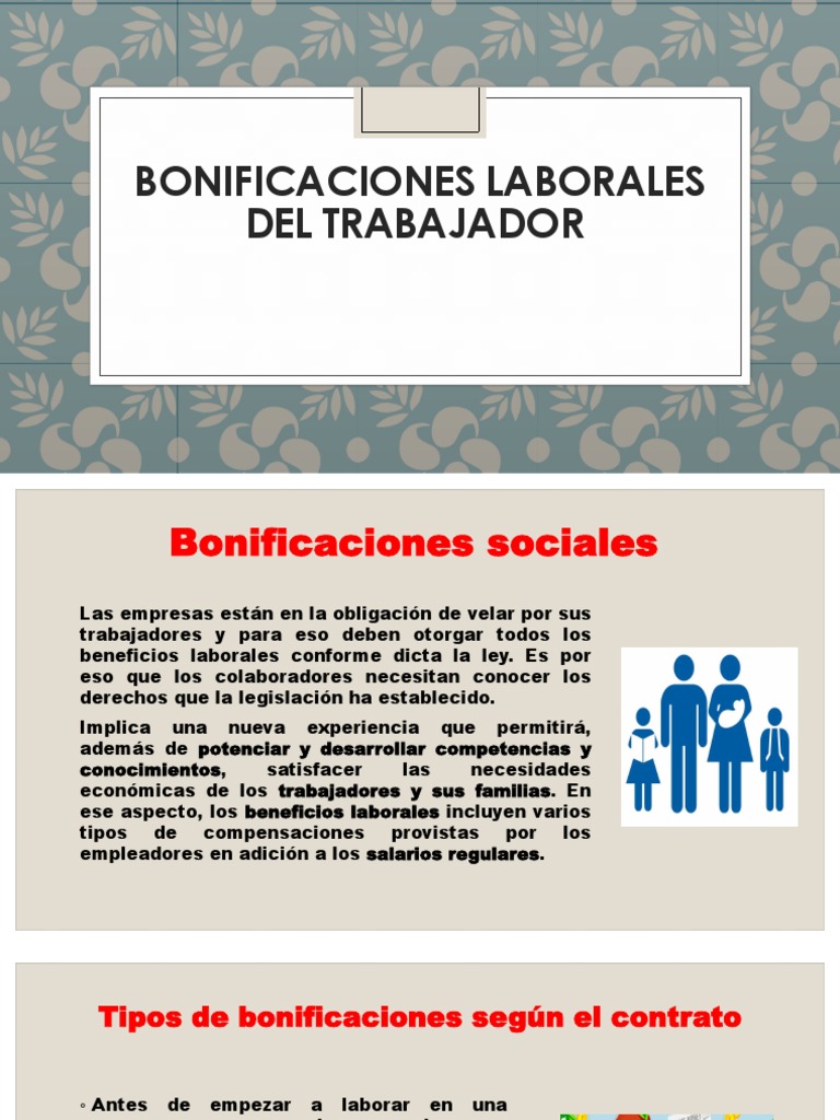 Bonificaciones Laborales Del Trabajador | PDF | Derecho laboral | Salario
