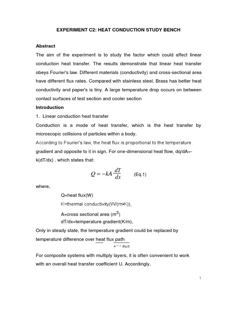 Experiment C2: Heat Conduction Study Bench | PDF | Thermal Conduction ...