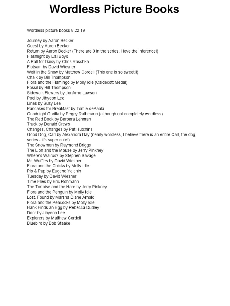 Wordless Picture Books | PDF