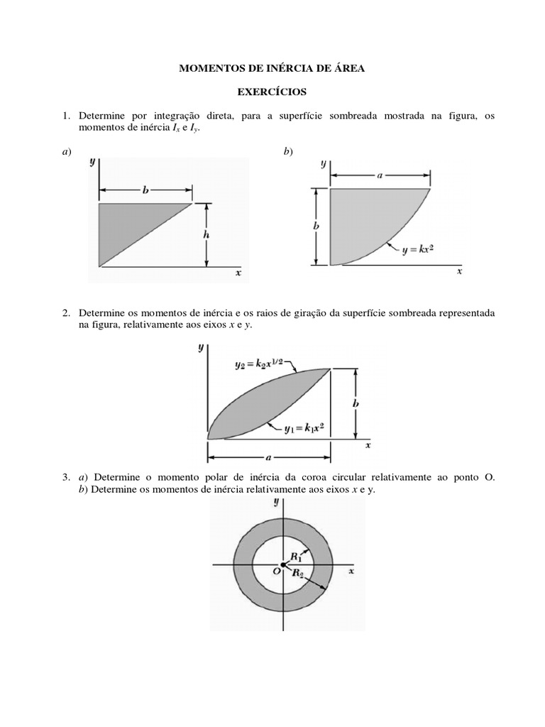 Momentos De Inércia De Área Exercícios | Mecânica de Continuidade ...