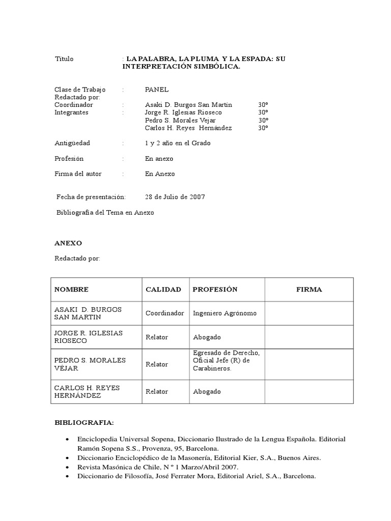 La Palabra La Pluma Y La Espada Pdf Masonería Science