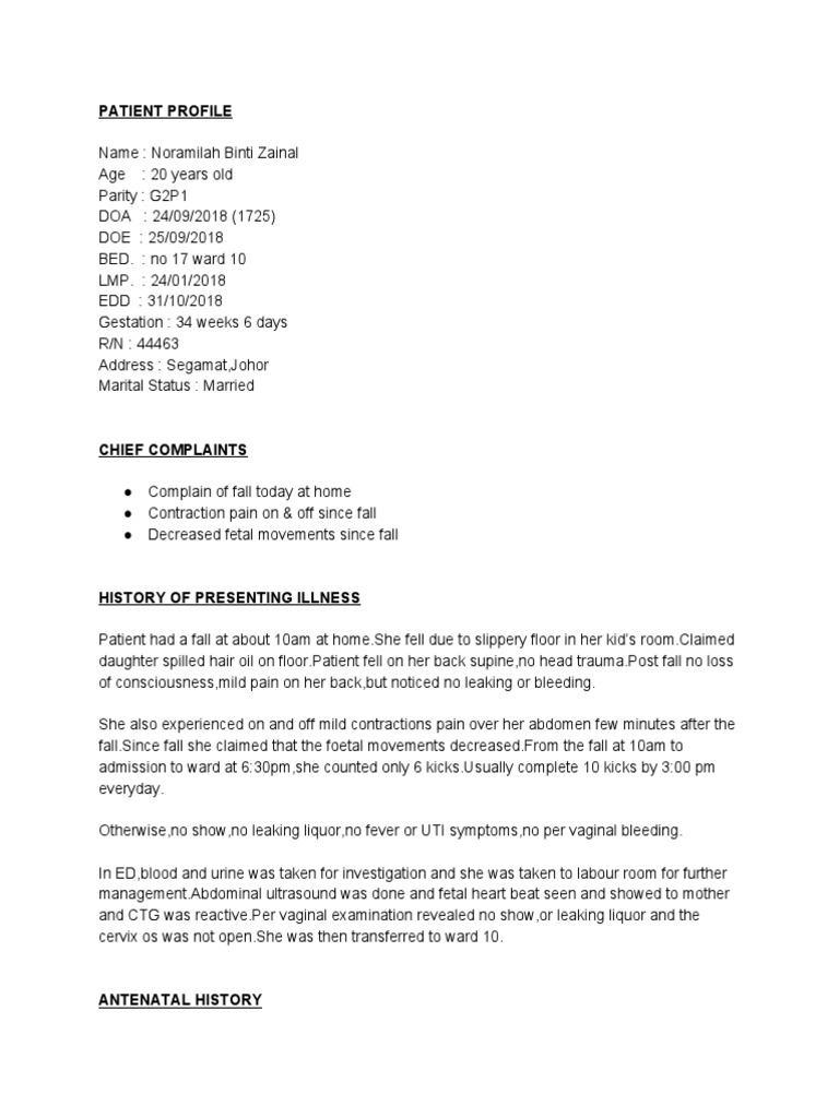 Sample Obg Case Sheet | PDF | Childbirth | Preterm Birth