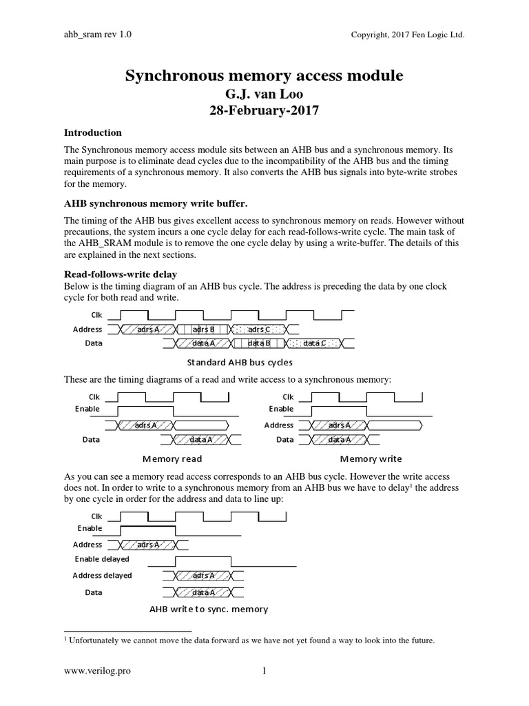 Synchronous Memory Access Module: G.J. Van Loo 28-February-2017 | PDF ...