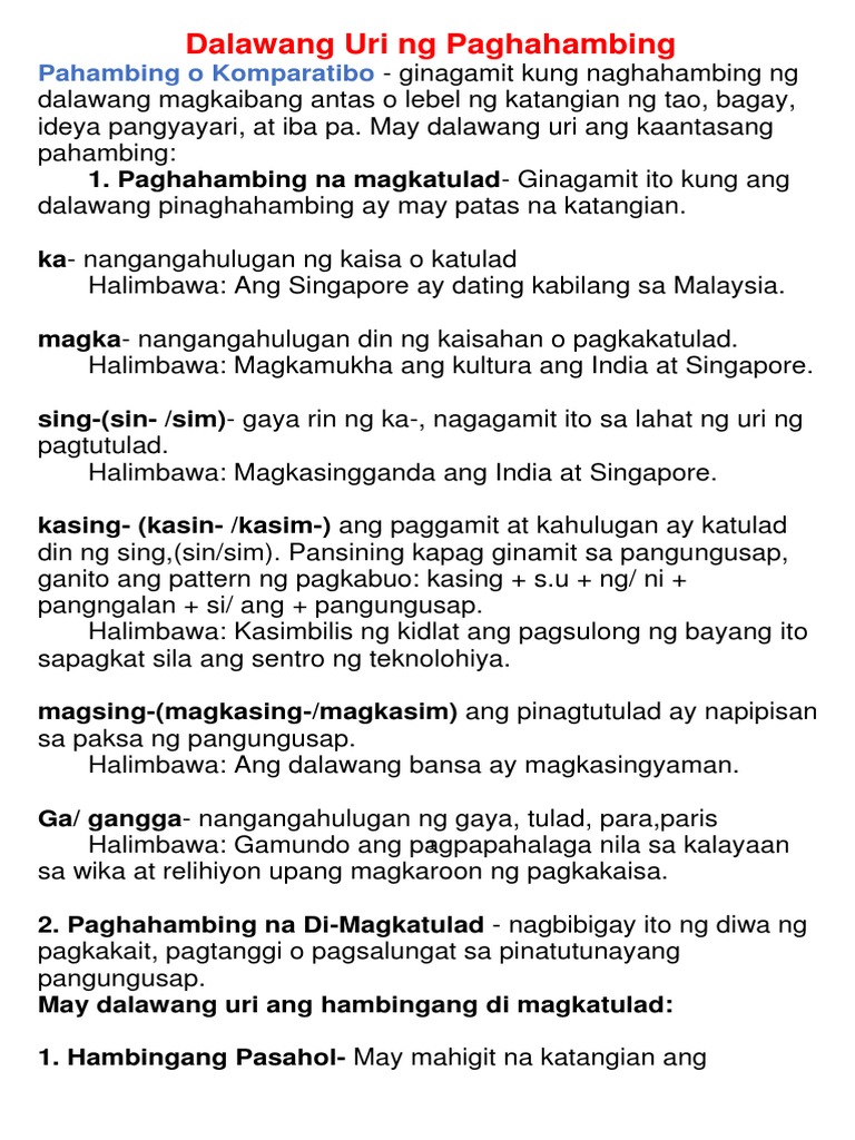 Dalawang Uri NG Paghahambing - Tarp | PDF
