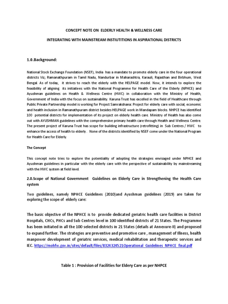 Concept Note On Wellness Centre | PDF | Physical Therapy | Health Care