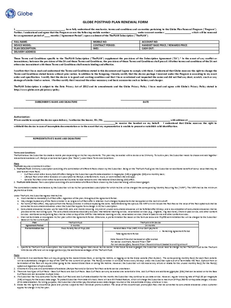 Globe Postpaid Plan Renewal Guide | PDF | Subscription Business Model ...