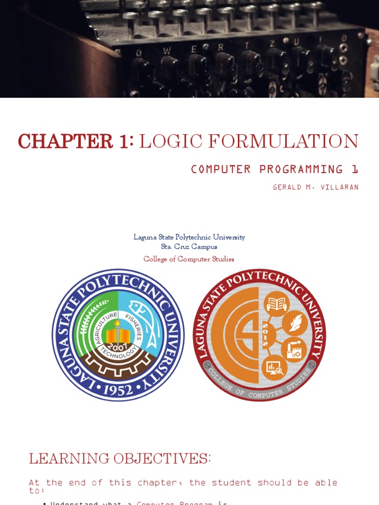 Chapter 1 Logic Formulation Computer Programming 1 Pdf Computer Program Programming 3341