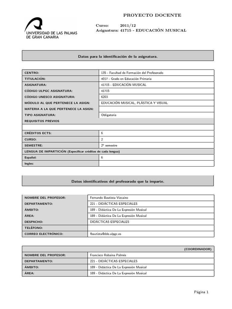 Educacion Musical | PDF | Educación primaria | Maestros