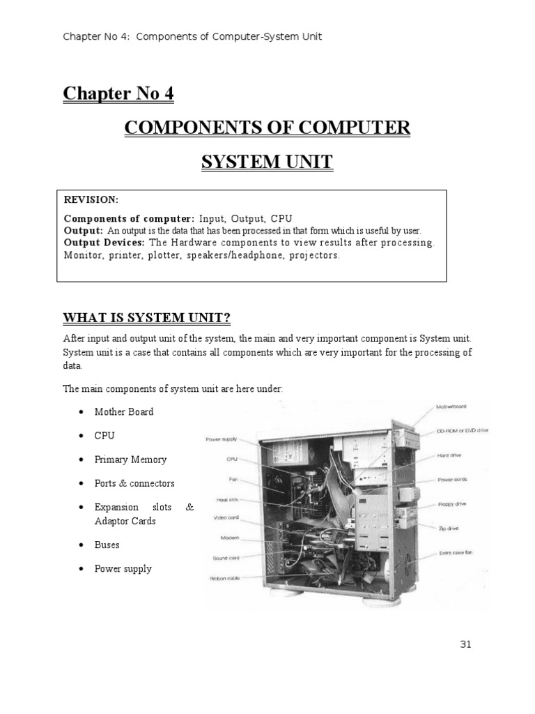 Chapter No 4 Components of Computer System Unit | PDF | Random Access Memory | Central ...
