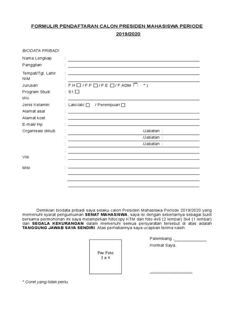 Format Formulir Pendaftaran | PDF