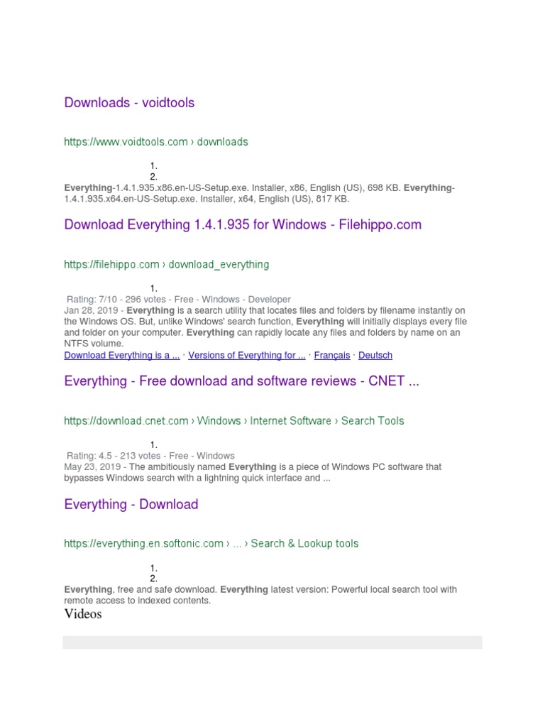 Downloads - Voidtools: Videos | PDF | Microsoft Windows | Filename