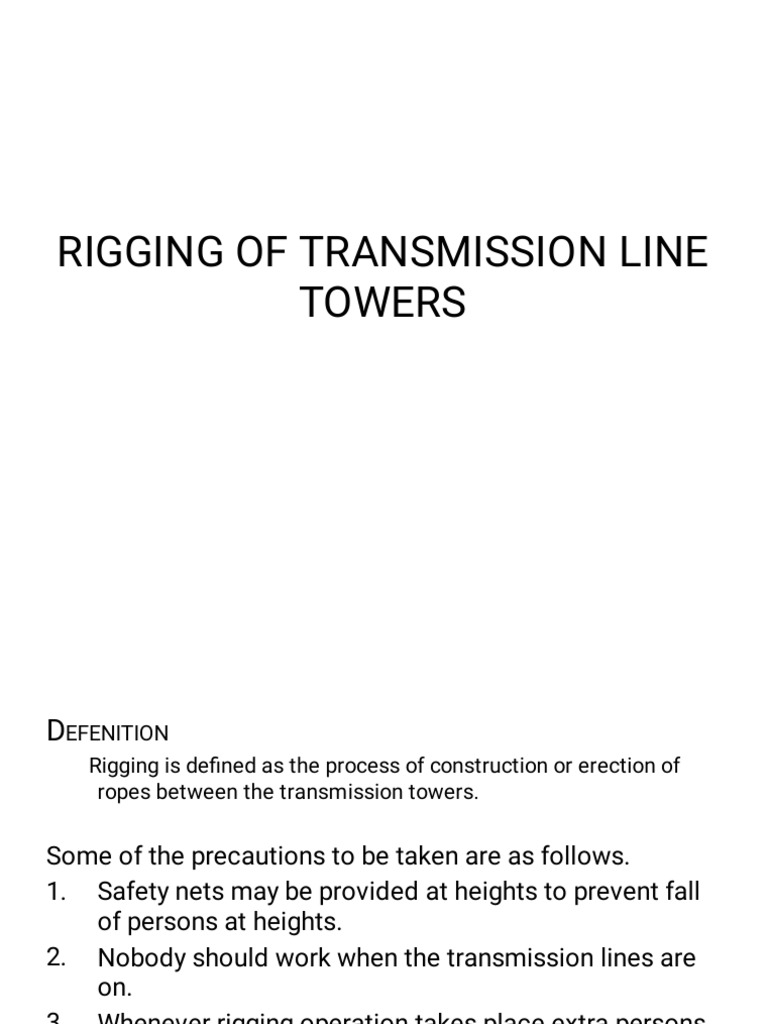 3 2 Rigging of Transmission Line Towers PDF | PDF