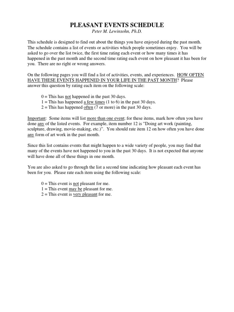 Pleasant Events Rating Schedule | PDF | Sports