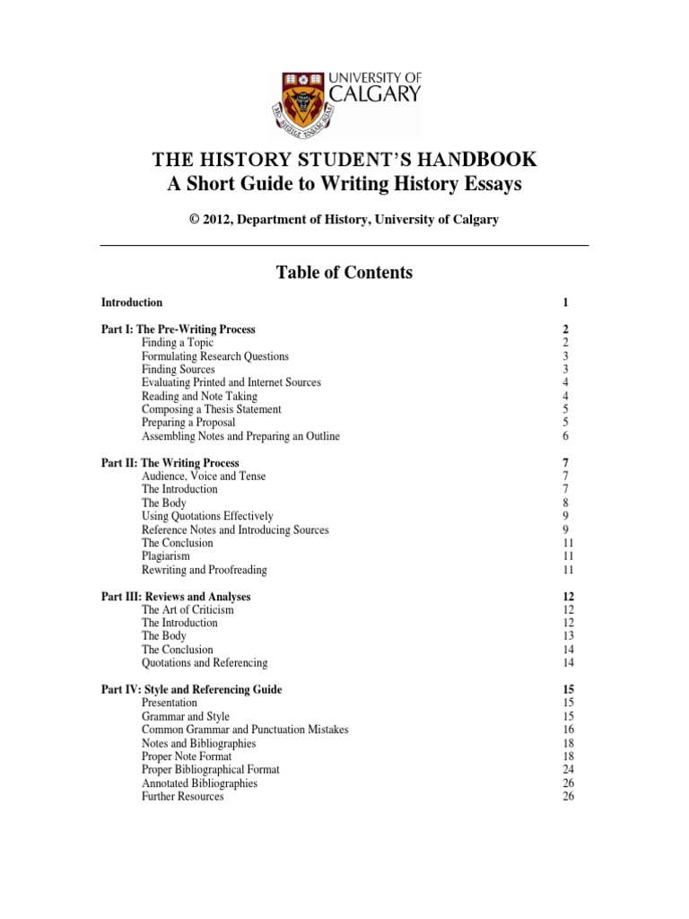 The History Student'S Handbook A Short Guide To Writing History Essays ...