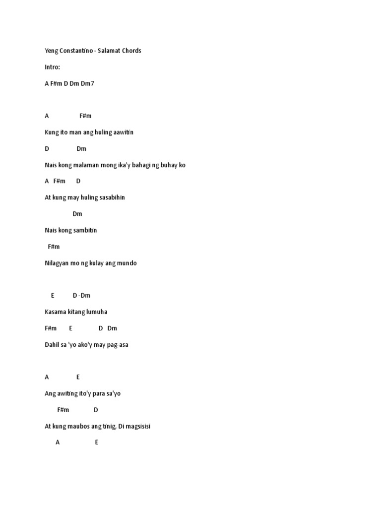 Salamat Lyrics | PDF